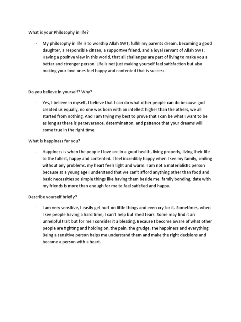 Personal Philosophy and Happiness Insights | PDF