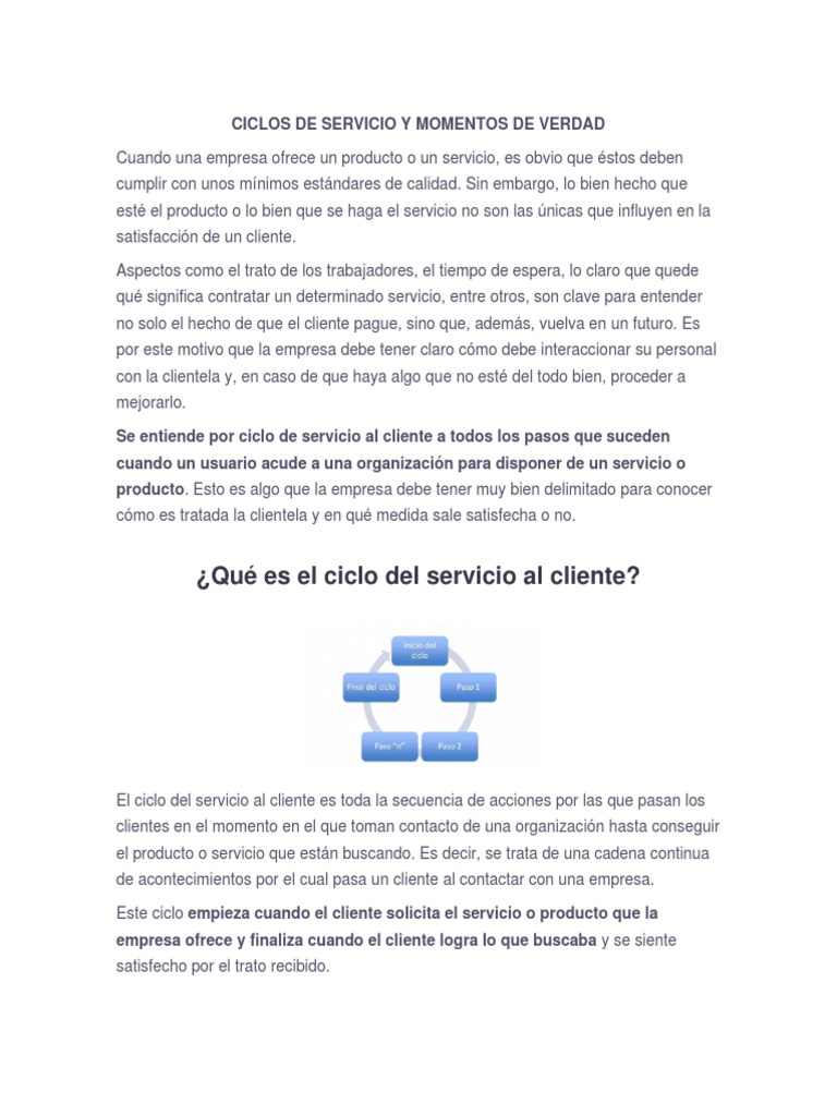 Ciclos de servicio y momentos clave para la satisfacción del cliente ...
