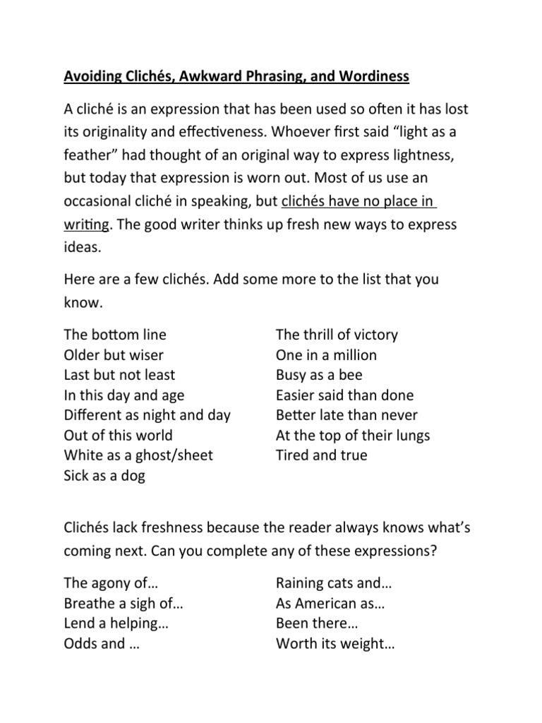 Avoiding Cliches | Download Free PDF | Experiment