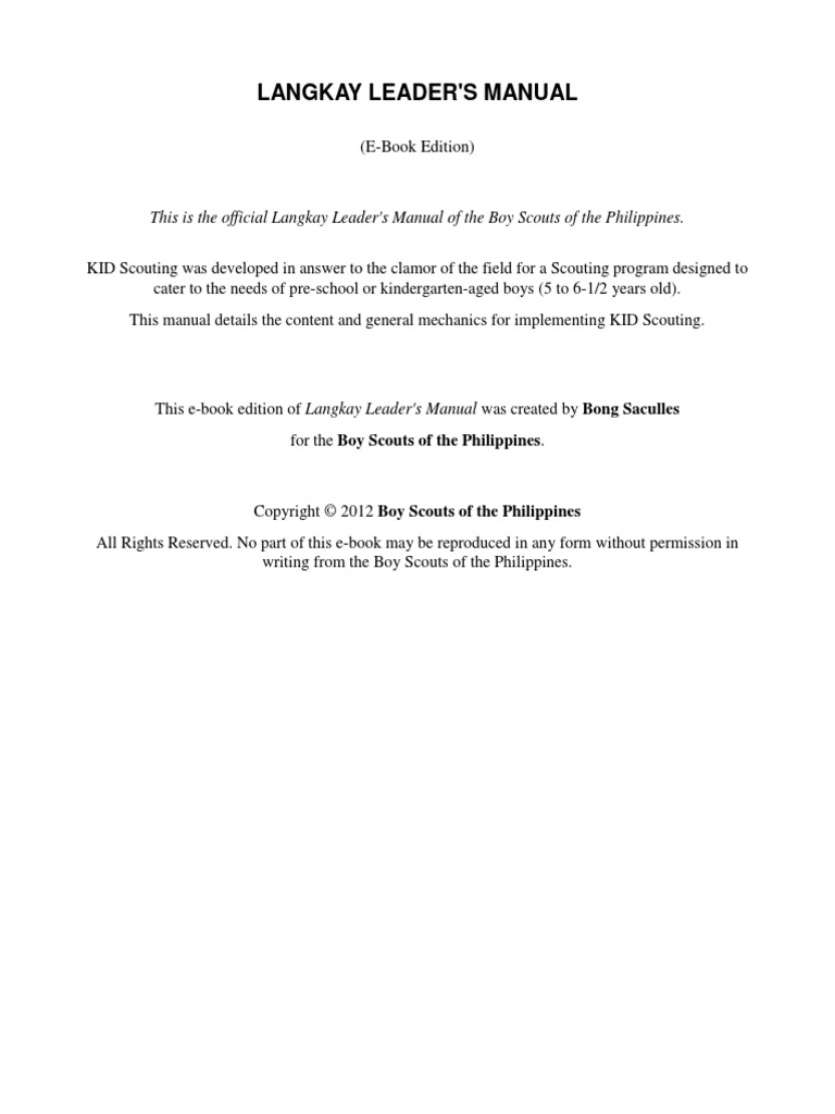 Langkay Leaders Manual | PDF | Scouting | Thought