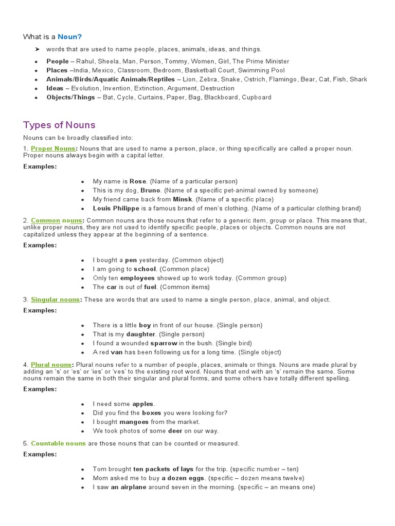 Types of Noun | PDF | Noun | Plural