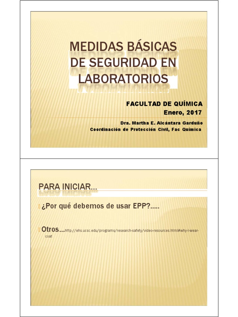 Presentación Seguridad Laboratorio 2018 01 25 | PDF | Laboratorios | Agua