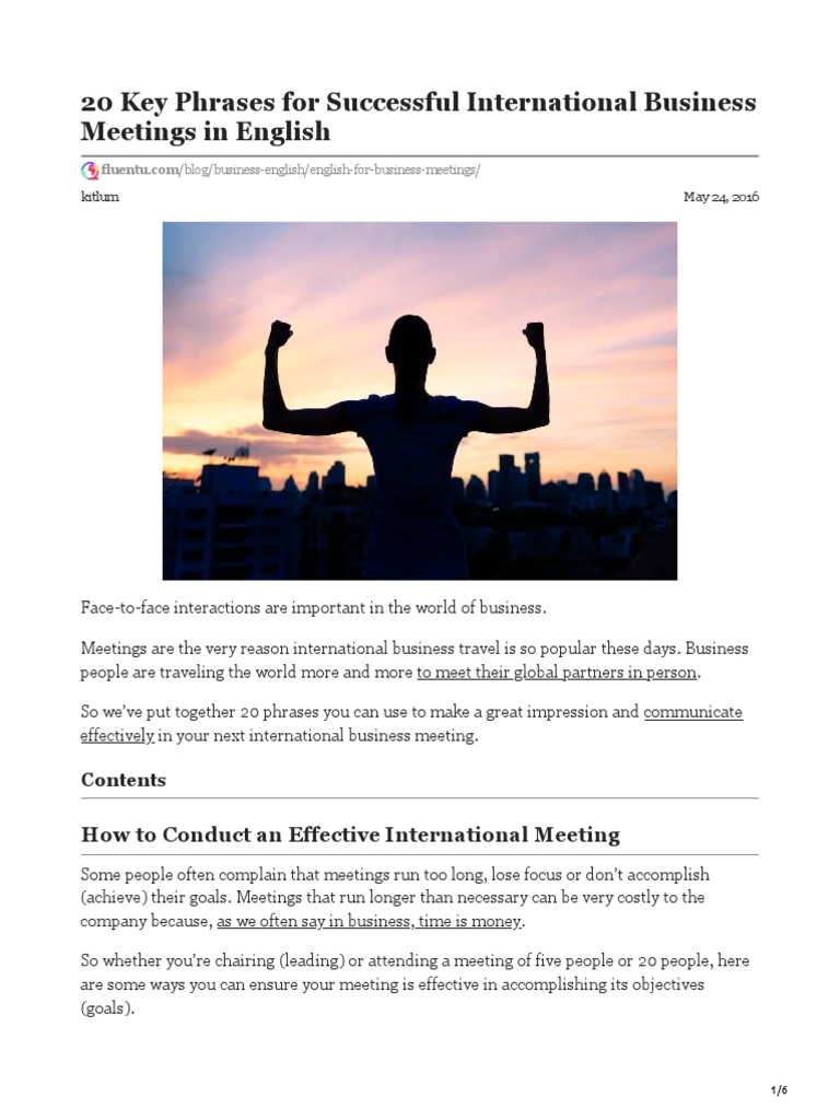 Key Phrases for Business Meetings | PDF | English Language | Communication