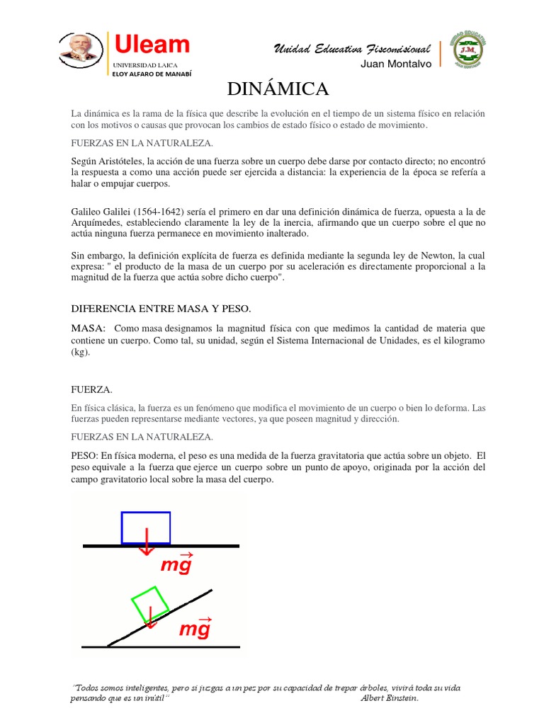 Dinámica y Fuerzas en Física | PDF | Fuerza | Peso