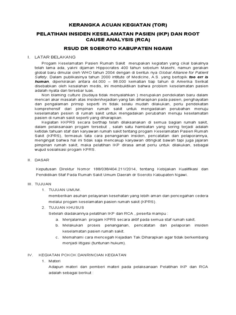 Pelatihan IKP dan RCA RSUD Ngawi | PDF