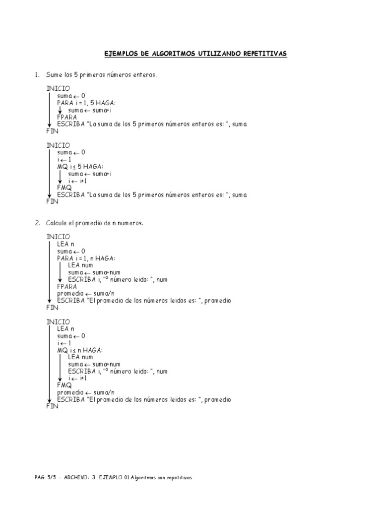 EJEMPLO 01 Algoritmos Con Repetitivas | PDF | Matemáticas