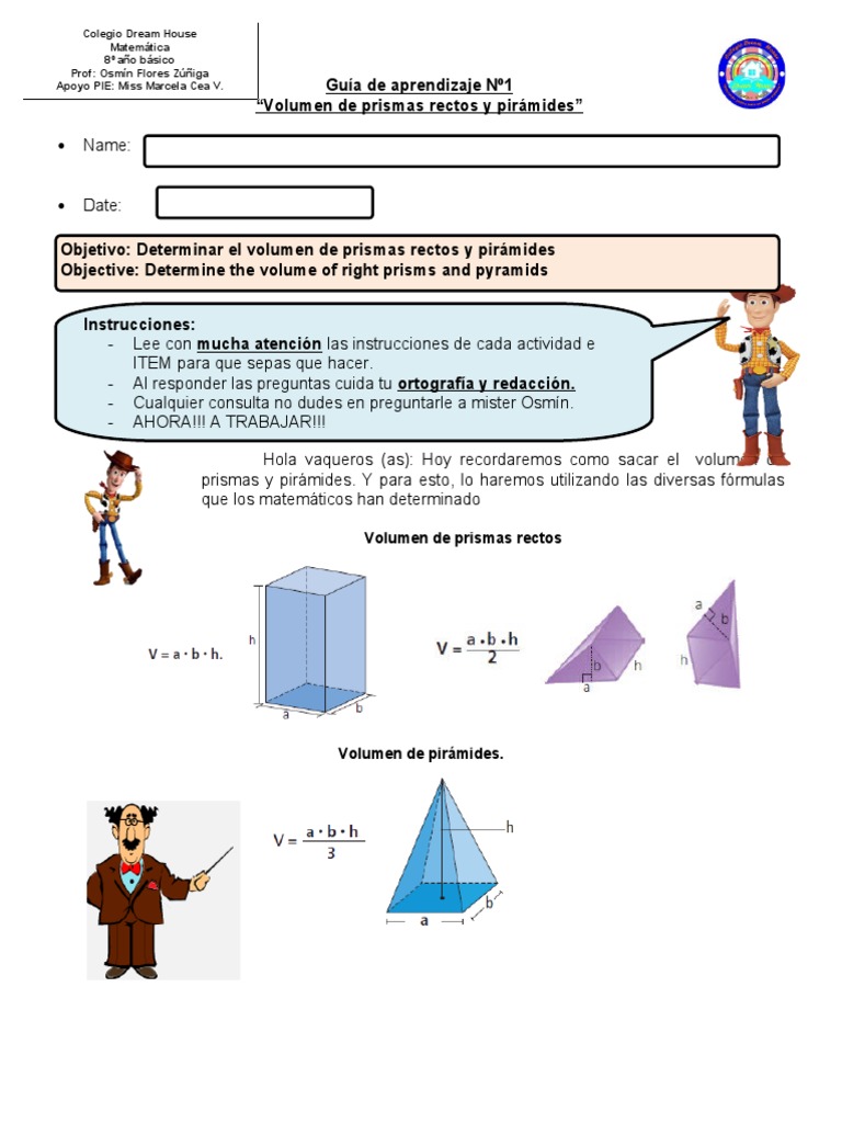 Hoja De Trabajo Sobre El Volumen De Pirámides Triangulares Los