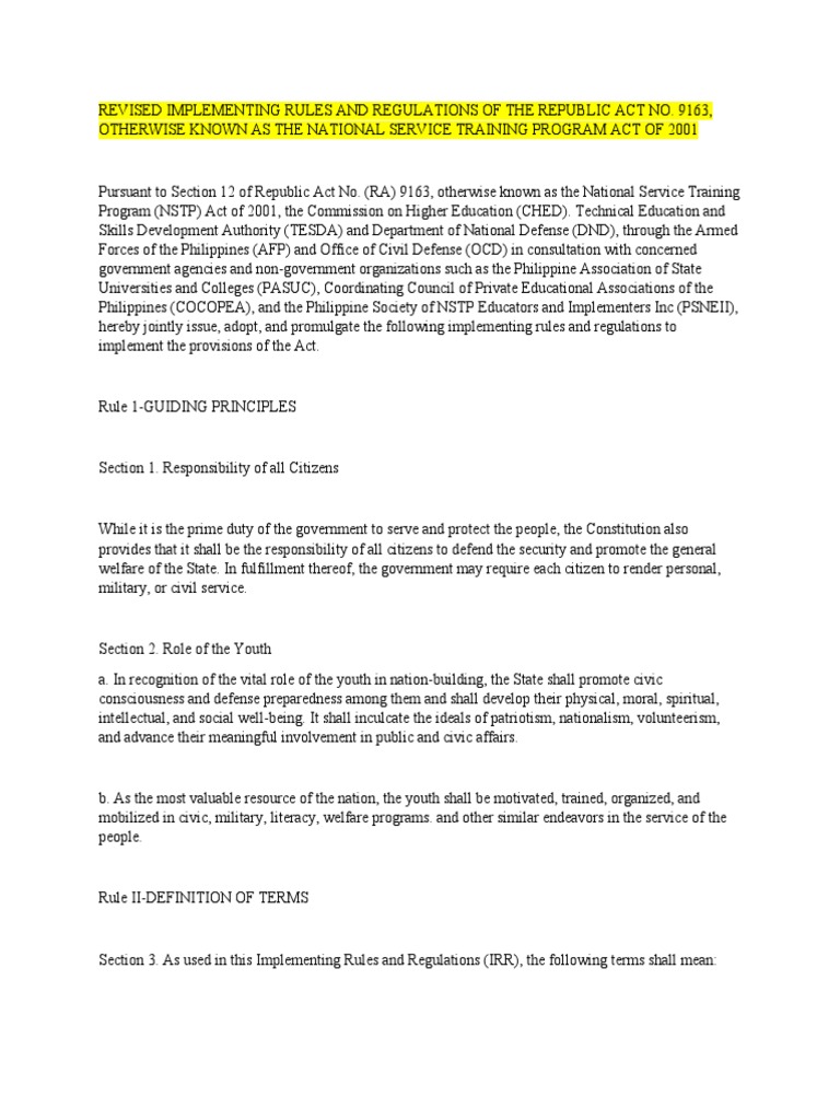 Irr of The Republic Act No 9163 | PDF | Government