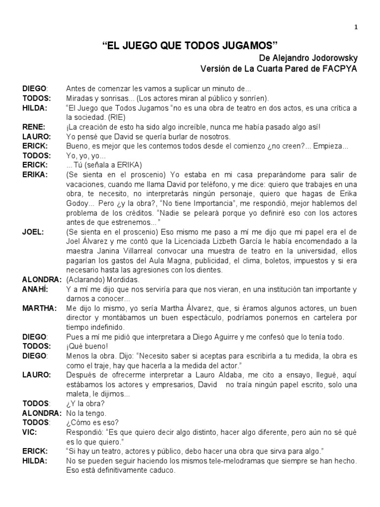 El Juego que Todos Jugamos: Crítica Teatral | PDF | Amor