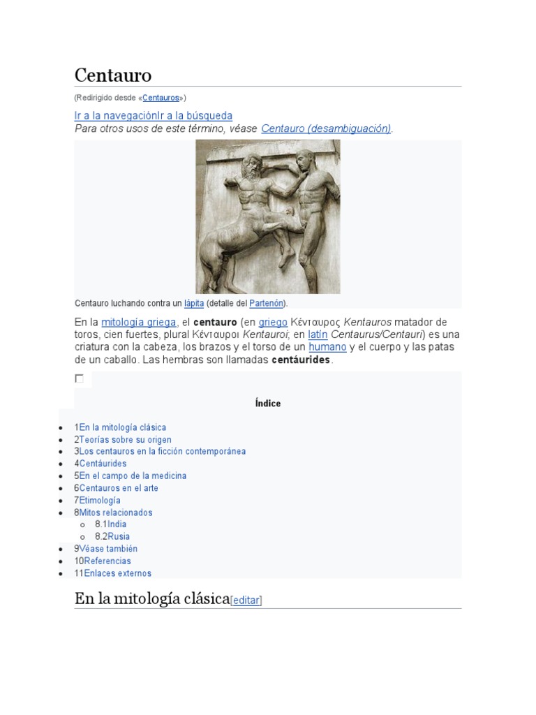 Mitología de los Centauros Griegos | PDF | Mitología Tesaliana ...