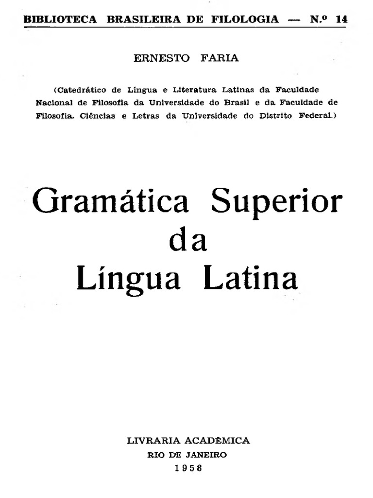 Gramática Superior Da Língua Latina - Ernesto Faria | PDF | Latim ...