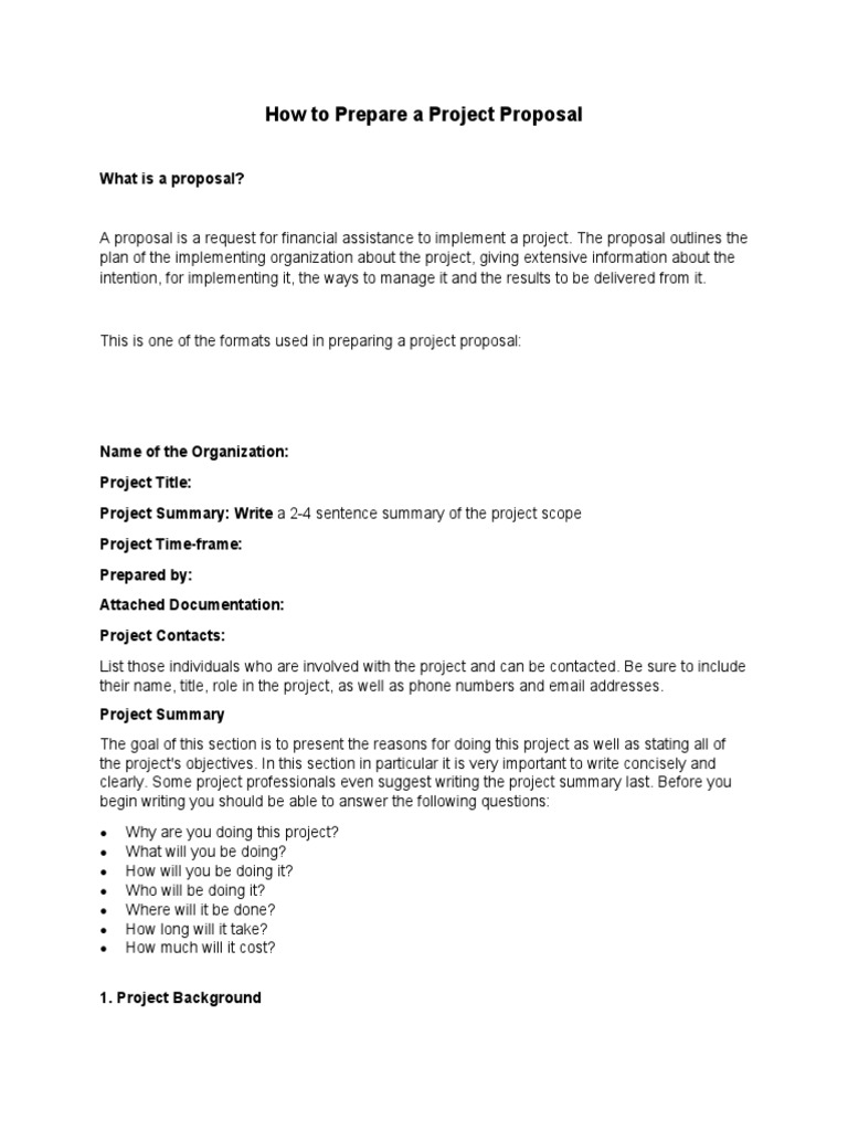 Project Proposal Preparation Guide | PDF | Risk | Budget