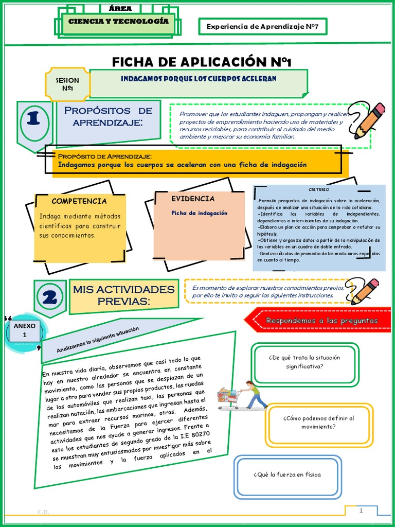 2° Ficha de Aplicación-Sesión1-Sem.1-Exp.7-Cyt. | PDF | Aprendizaje | Science
