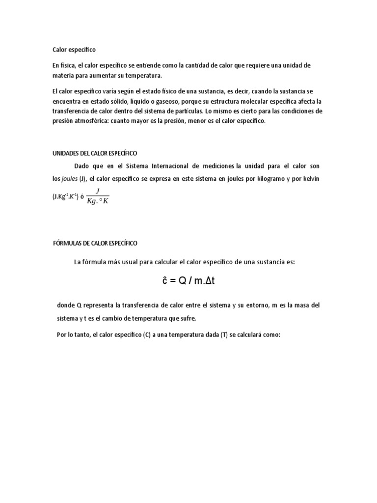 Calor Especifico | PDF | Ciencia y matemáticas