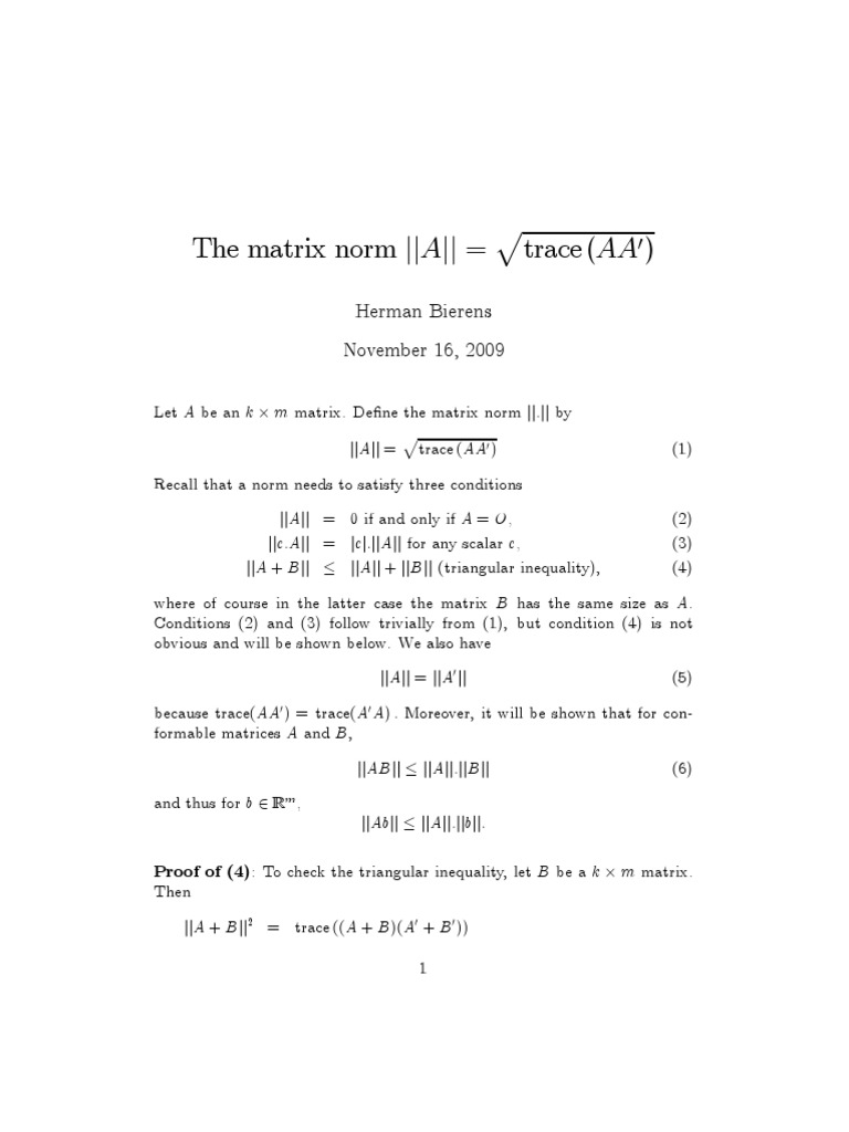 Matrix Norm | PDF