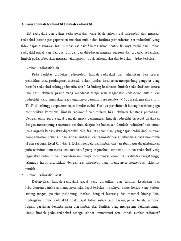 Jenis Limbah Radioaktif Limbah Radioaktif | PDF | Hukum