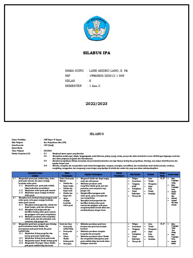 466 - Silabus IPA Kelas 8 | PDF