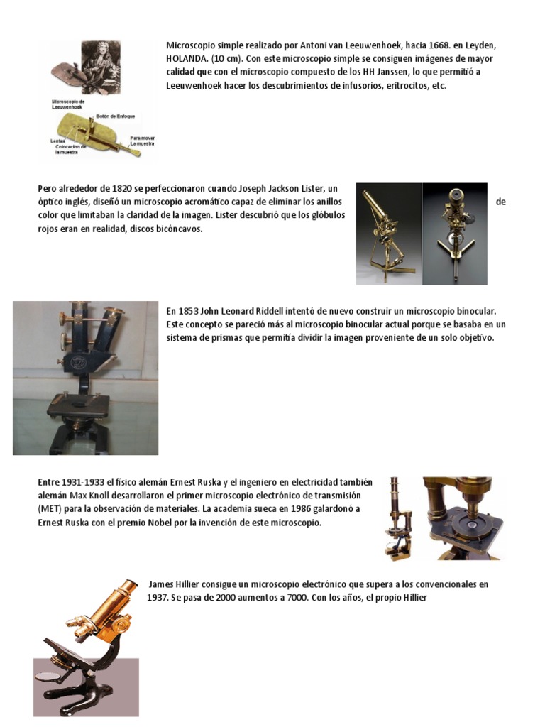 Microscopio Simple Realizado Por Antoni Van Leeuwenhoek | PDF ...