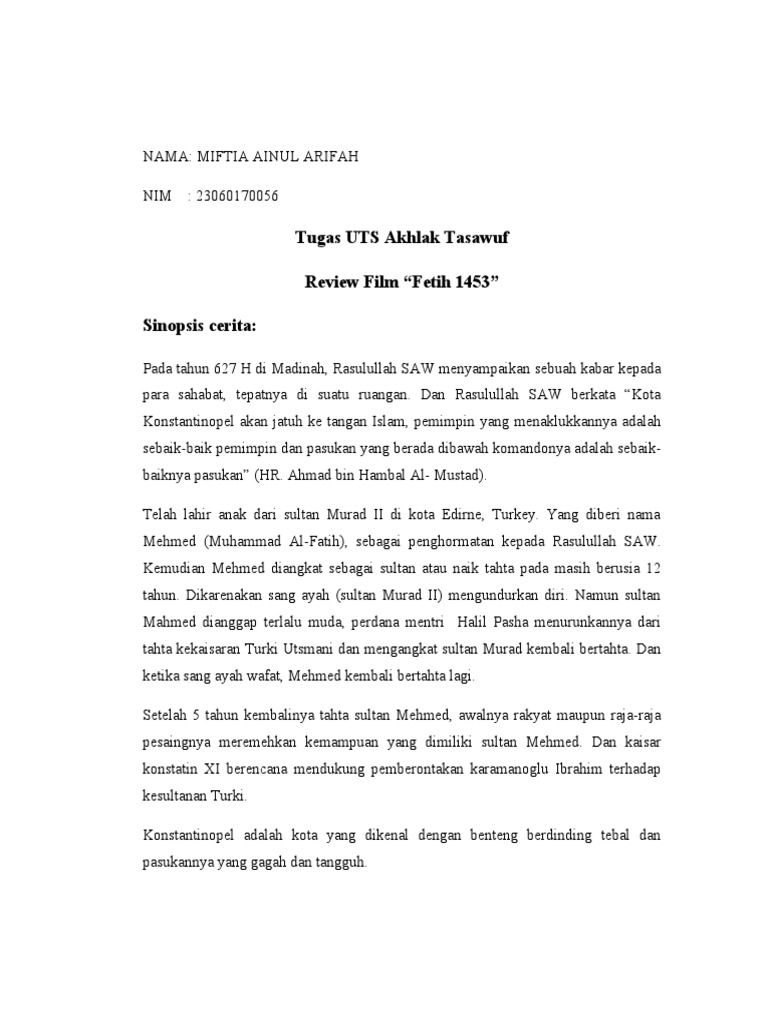 Review Film Fetih 1453: Kemenangan Islam | PDF | Sejarah