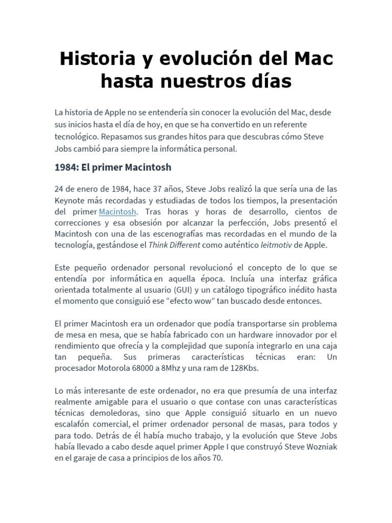 Historia y Evolución Del Mac Hasta Nuestros Días: 1984: El Primer ...