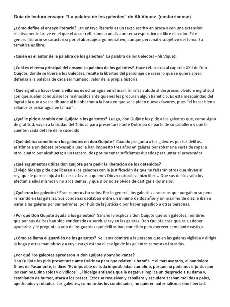 Don Quijote y la liberación de galeotes | PDF | Don Quijote