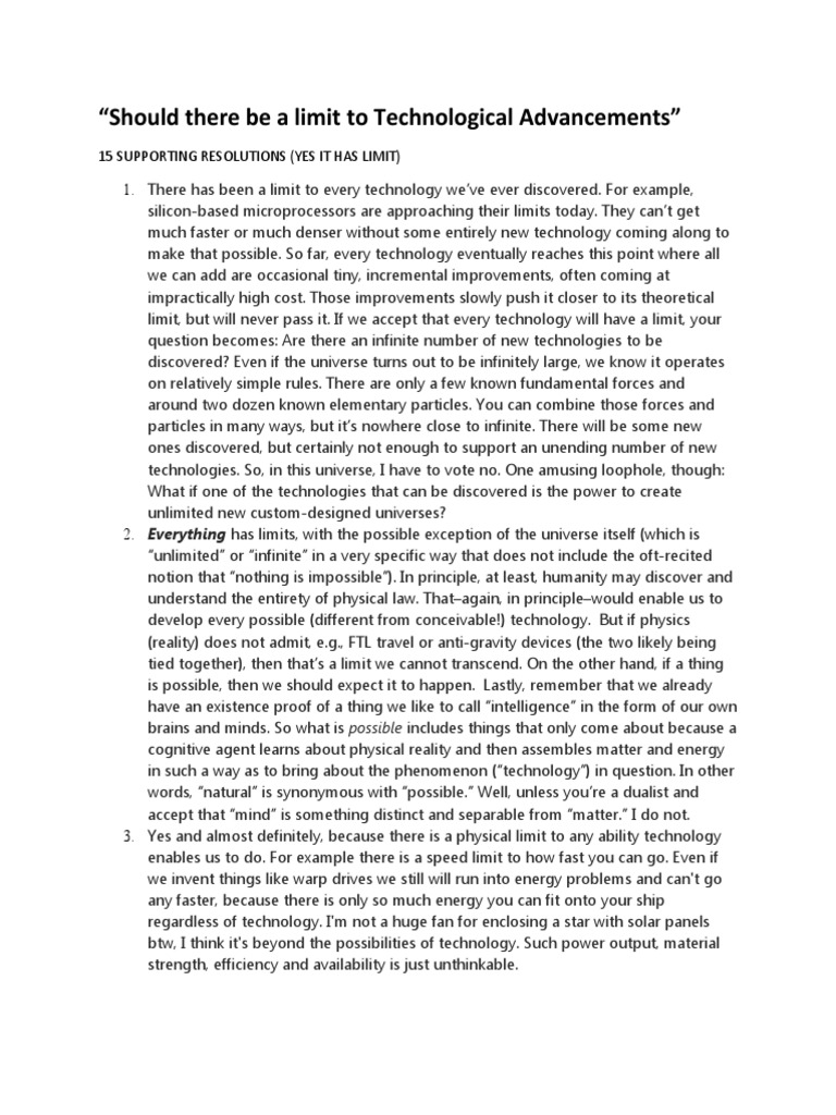 Should There Be A Limit To Technological Advancements | PDF | Science ...