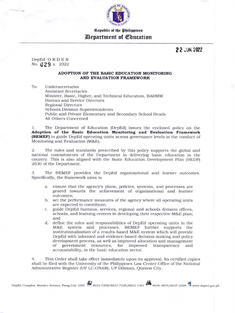 DO - s2022 - 029 BEMEF | PDF | Governance | Performance Indicator