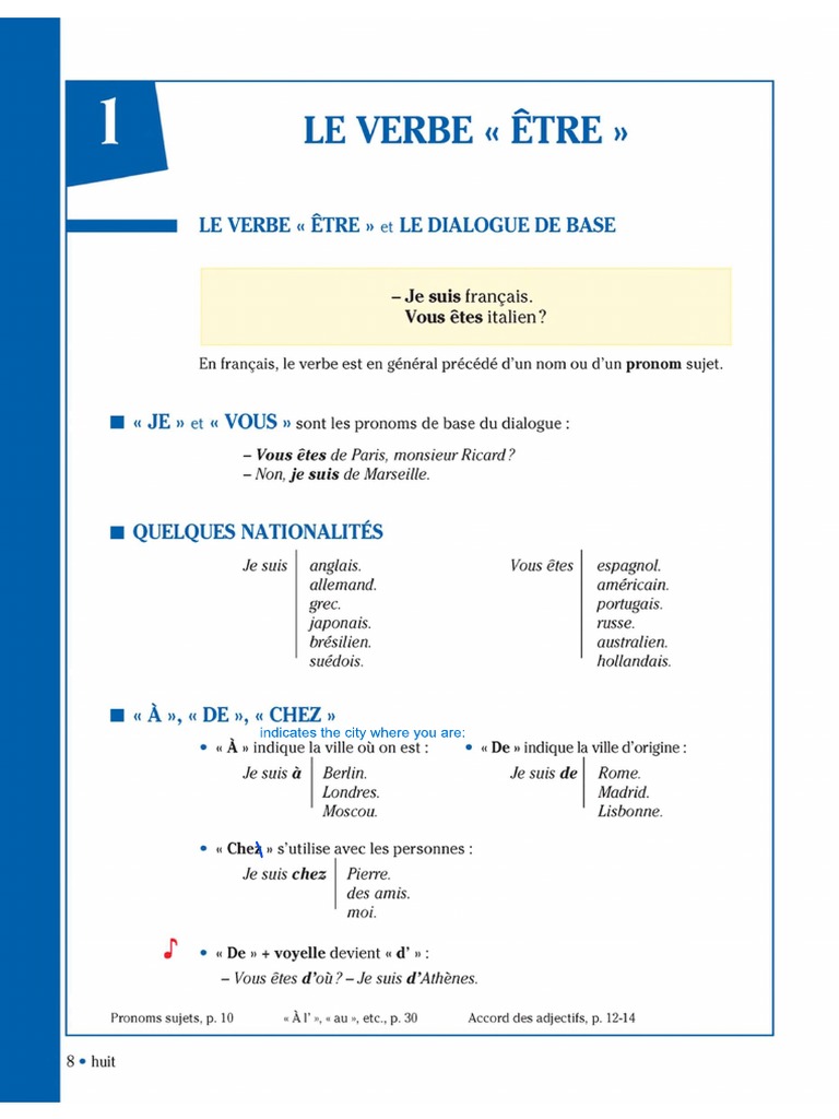 Grammaire - Le VERBE ETRE + Exercises | PDF