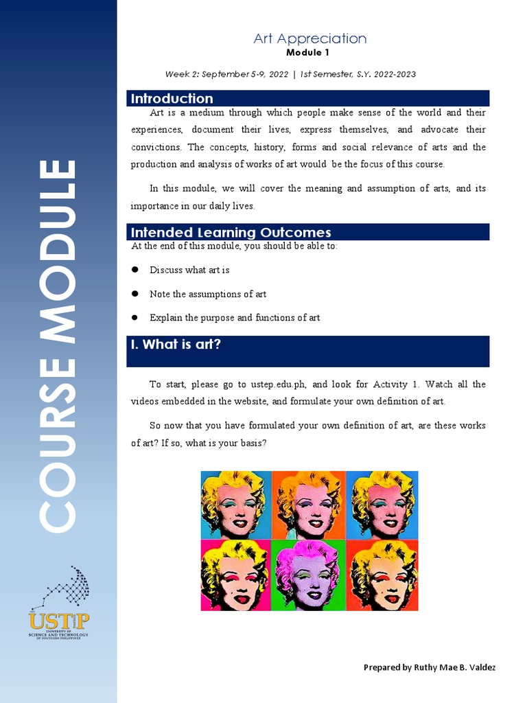 Module 1 - The Meaning, Assumptions and Importance of Art | PDF | Beauty | Aesthetics