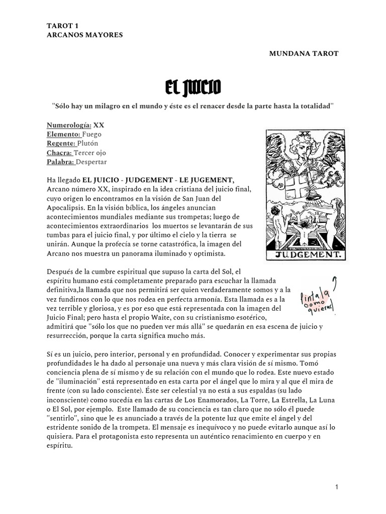 20 - El Juicio | PDF | Tarot | Arcanos Mayores