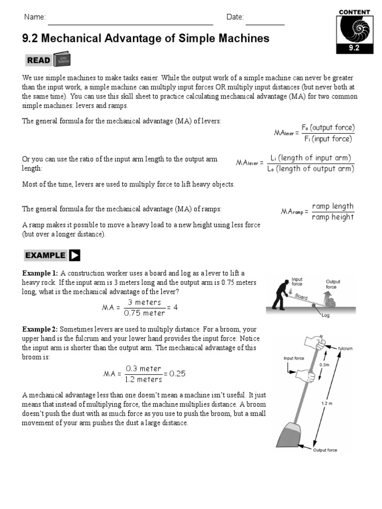 Mechanical Advantage | PDF | Lever | Machines
