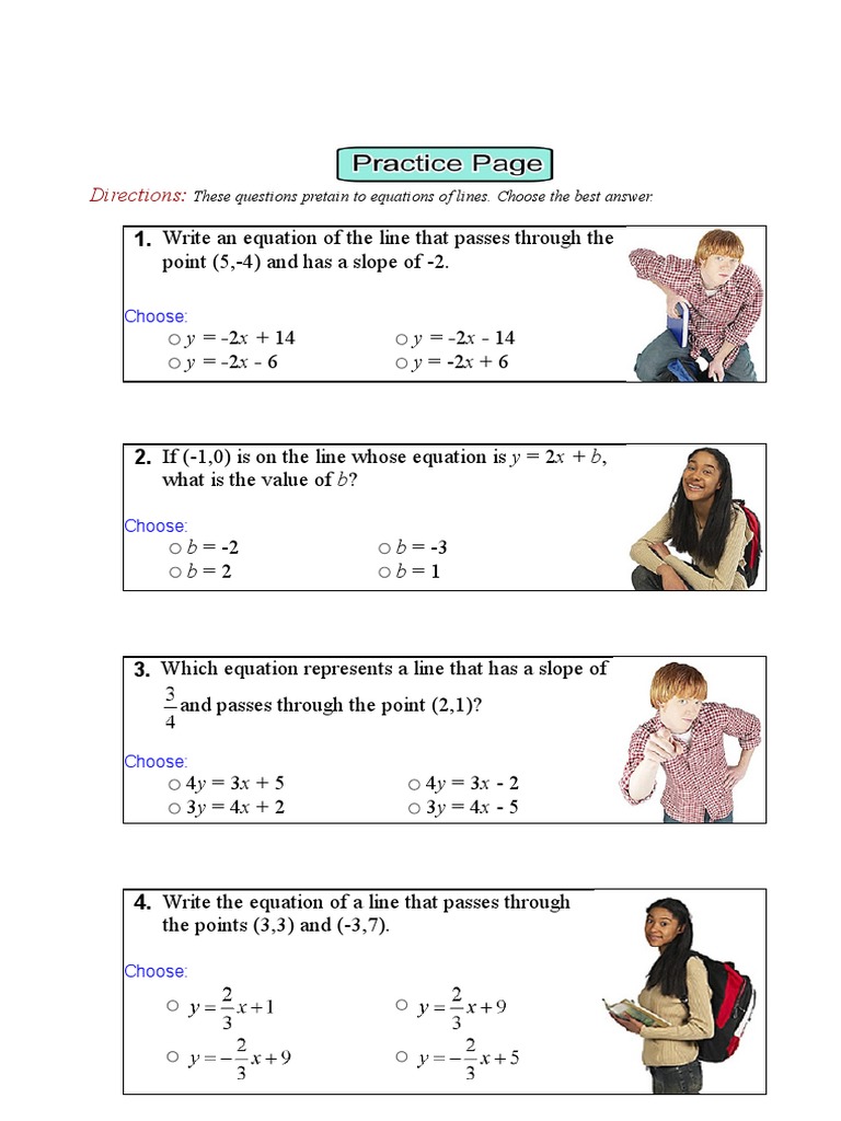 Equations of Straight Lines Practice - MathBitsNotebook (A1 - CCSS Math) | PDF | Theoretical ...