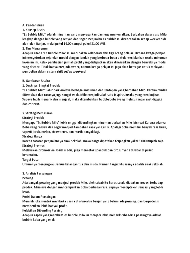 Contoh Proposal Usaha Minuman | PDF Contoh Proposal Usaha Minuman | PDF