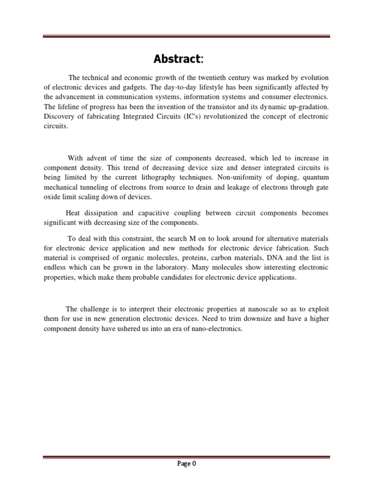 Nano Electronics Seminar Report | PDF | Carbon Nanotube | Electricity