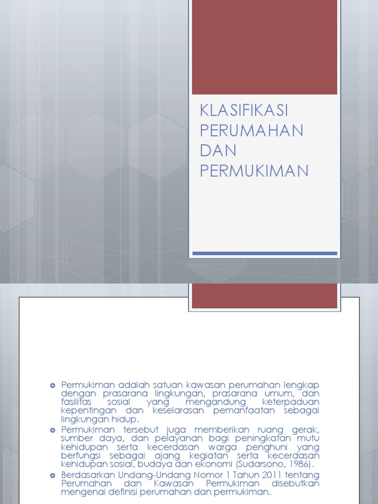 Klasifikasi Perumahan dan Permukiman | PDF