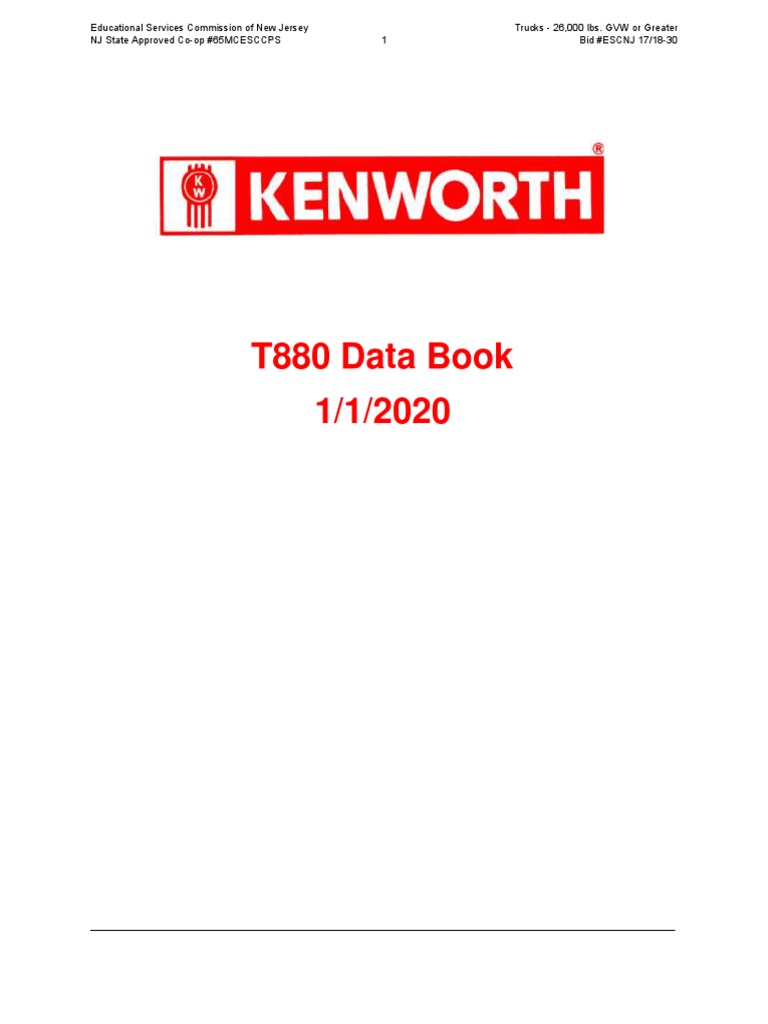 2020 Kenworth T880 Data Book | PDF | Truck | Axle