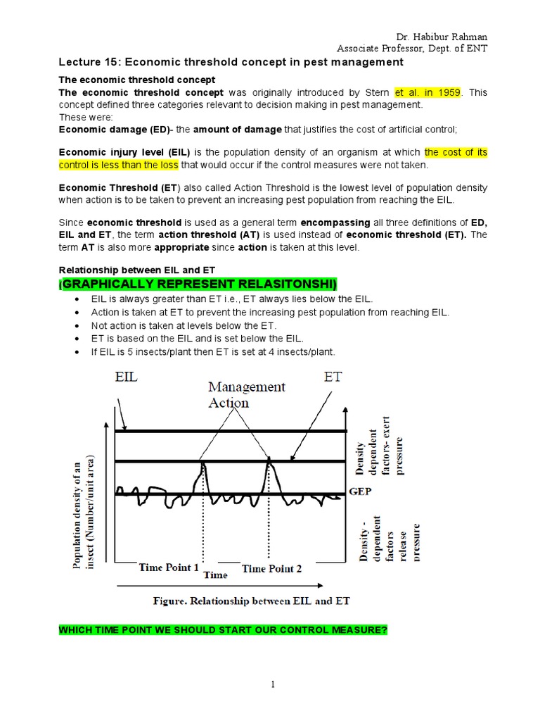 Lecture 5 Economic Threshold Concept in Pest Management | PDF | Rice ...