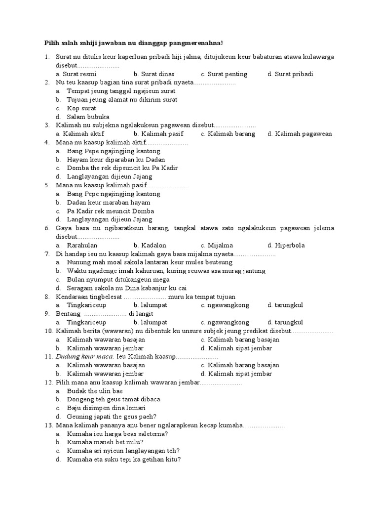 Latihan B Sunda 8 | PDF