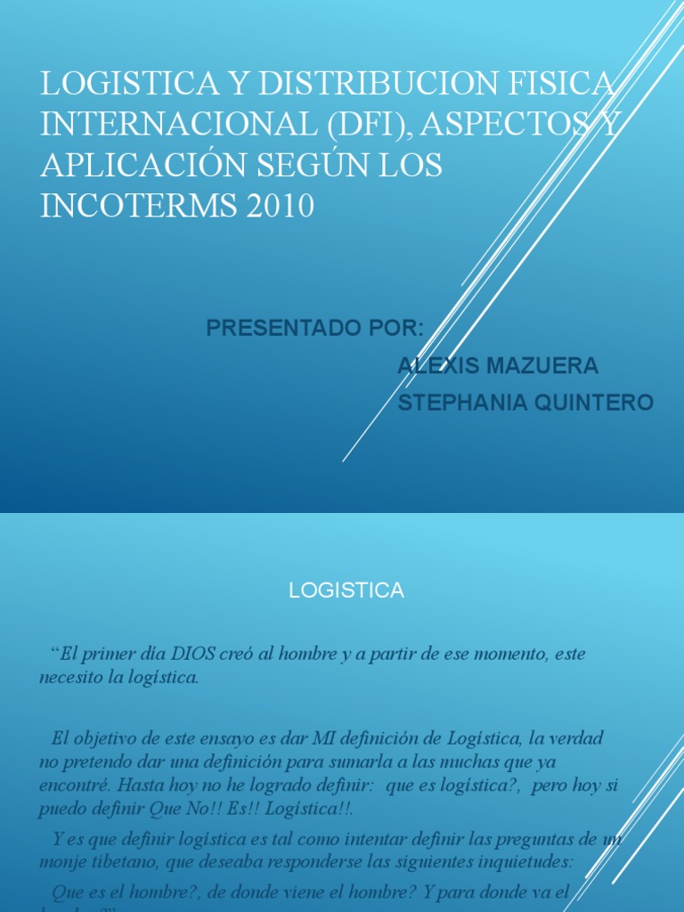 Diapositivas Logistica y DFI | PDF | Lean Manufacturing | Logística