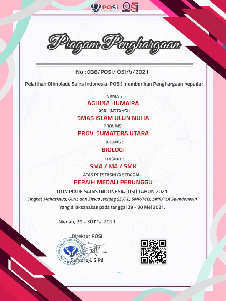 Piagam Penghargaan Posi | PDF