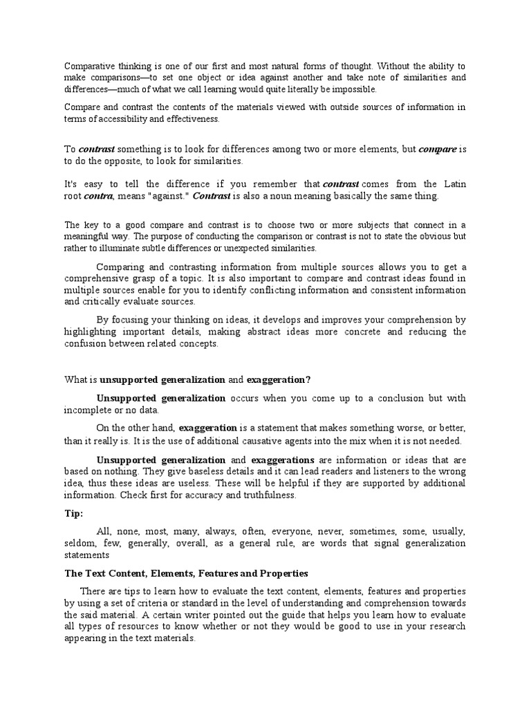 Comparative Thinking Is One of Our First and Most Natural Forms of ...