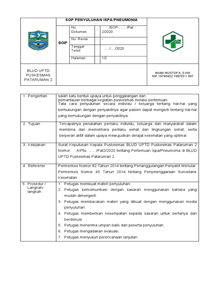 Sop Penyuluhan Ispa | PDF