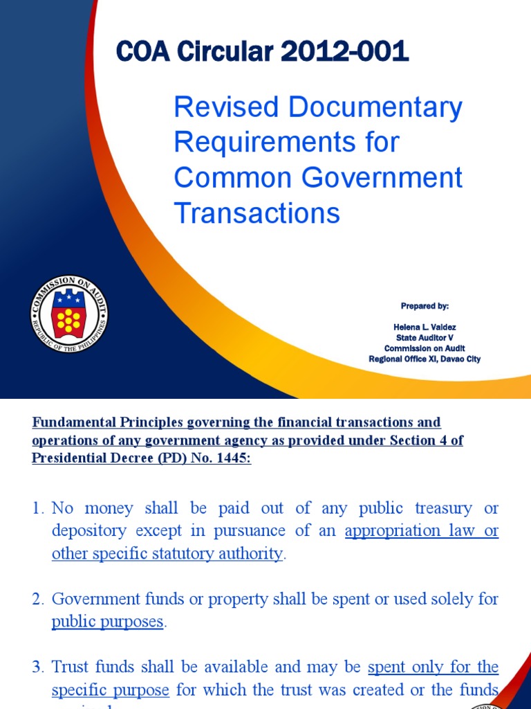 Ed - PPP - COA Circular 2012 001 | PDF | Non Governmental Organization | Payments