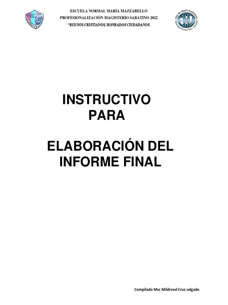 INSTRUCTIVO PARA INFORME FINAL Unico | PDF | Cognición