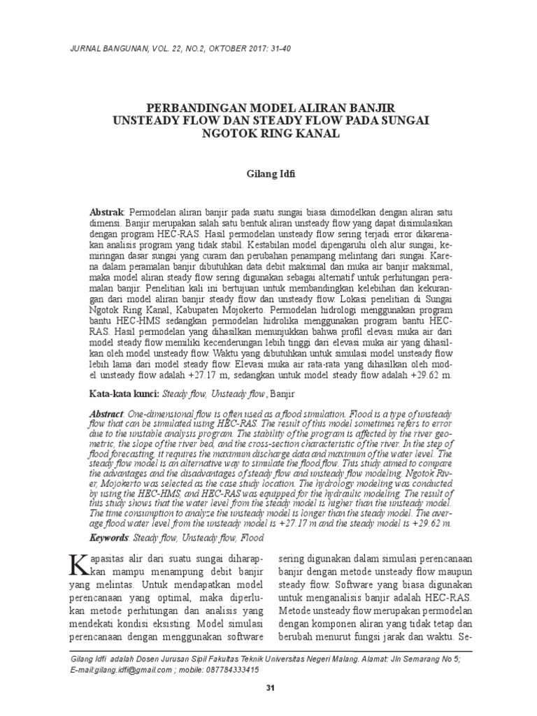 Perbandingan Model Aliran Banjir Unstead | PDF | Metode & Bahan Ajar ...