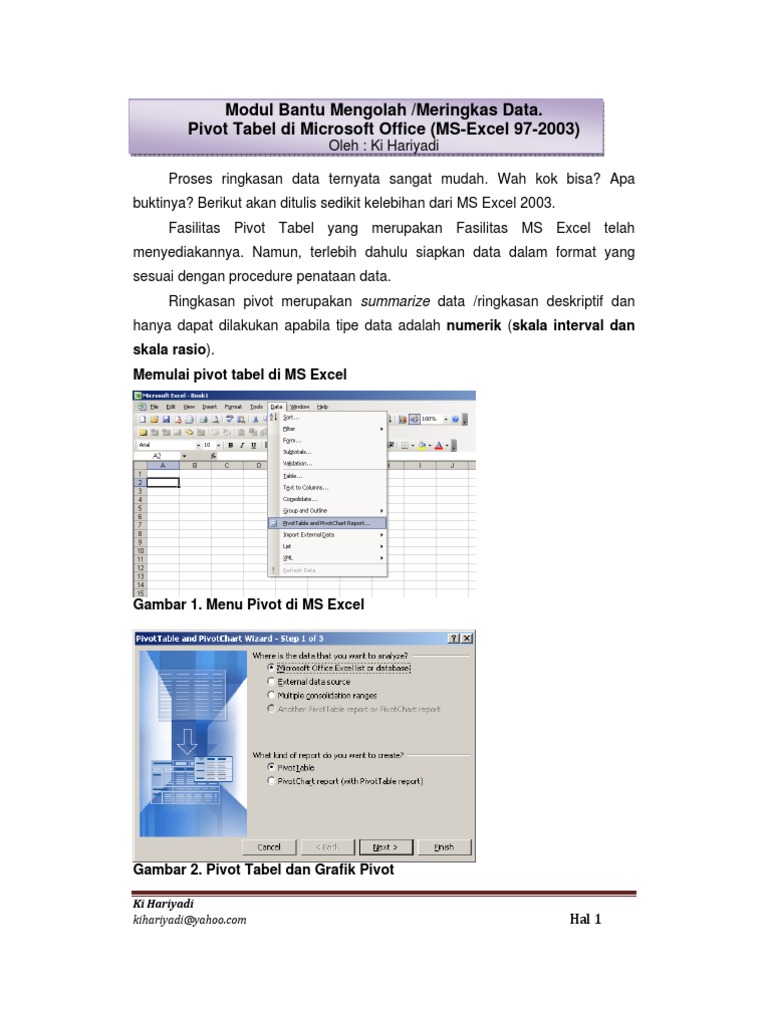 Modul Pivot Tabel Di Ms Excel Eki | PDF