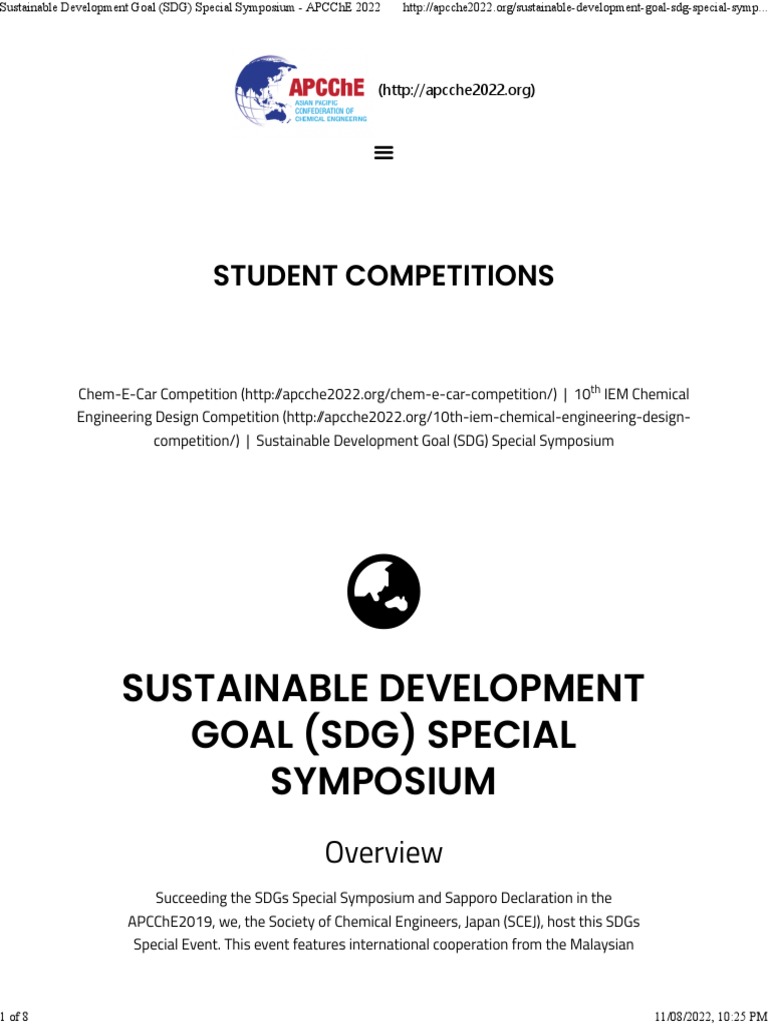 Sustainable Development Goal (SDG) Special Symposium - APCChE 2022 ...