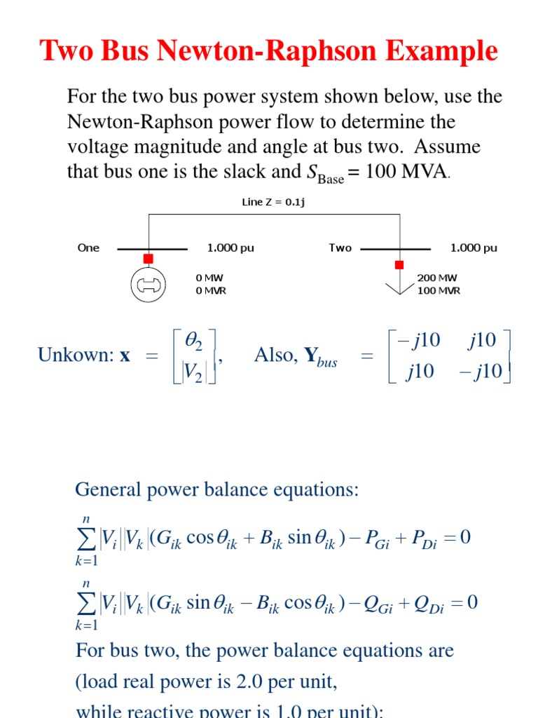 Newton-Raphson Method To Solve Load Flow Equation in Power System | PDF ...
