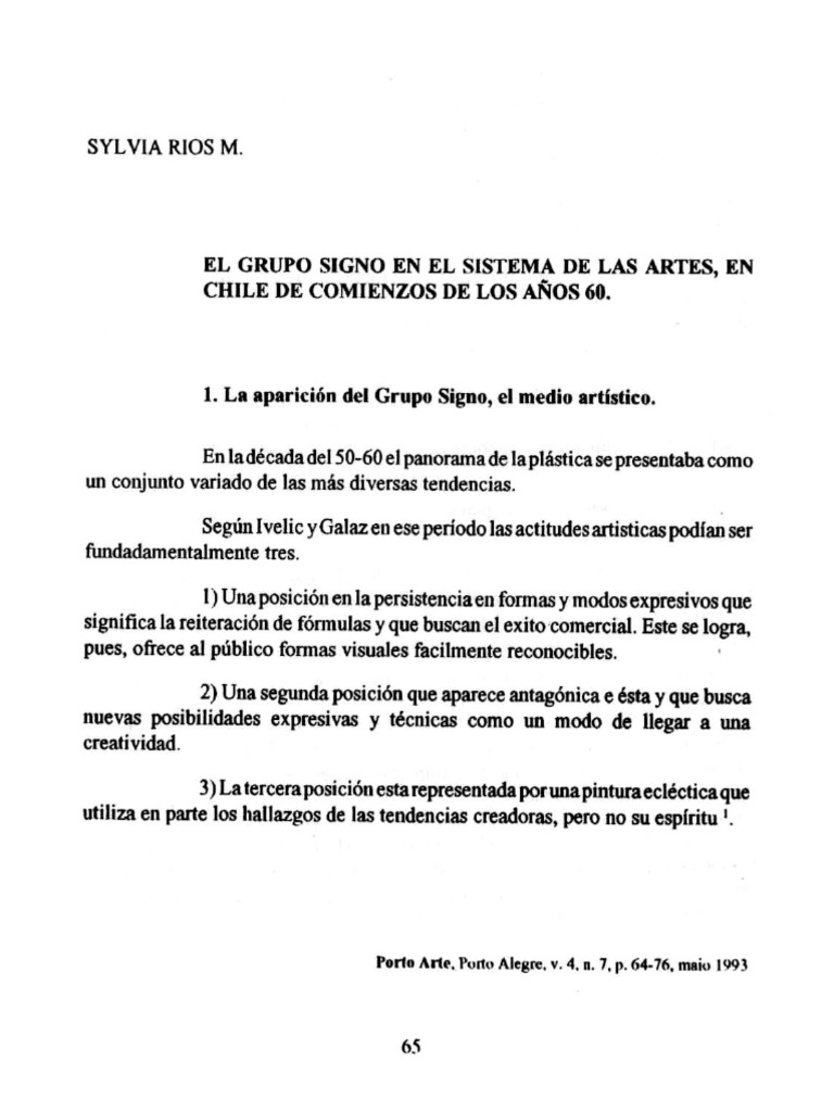 El Grupo Signo en El Sistema de Las Artes en Chile | PDF