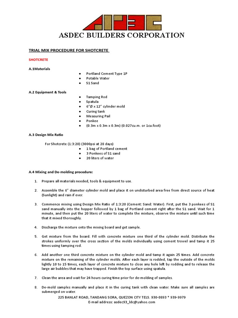 Trial Mix For Shotcrete | PDF | Concrete | Materials